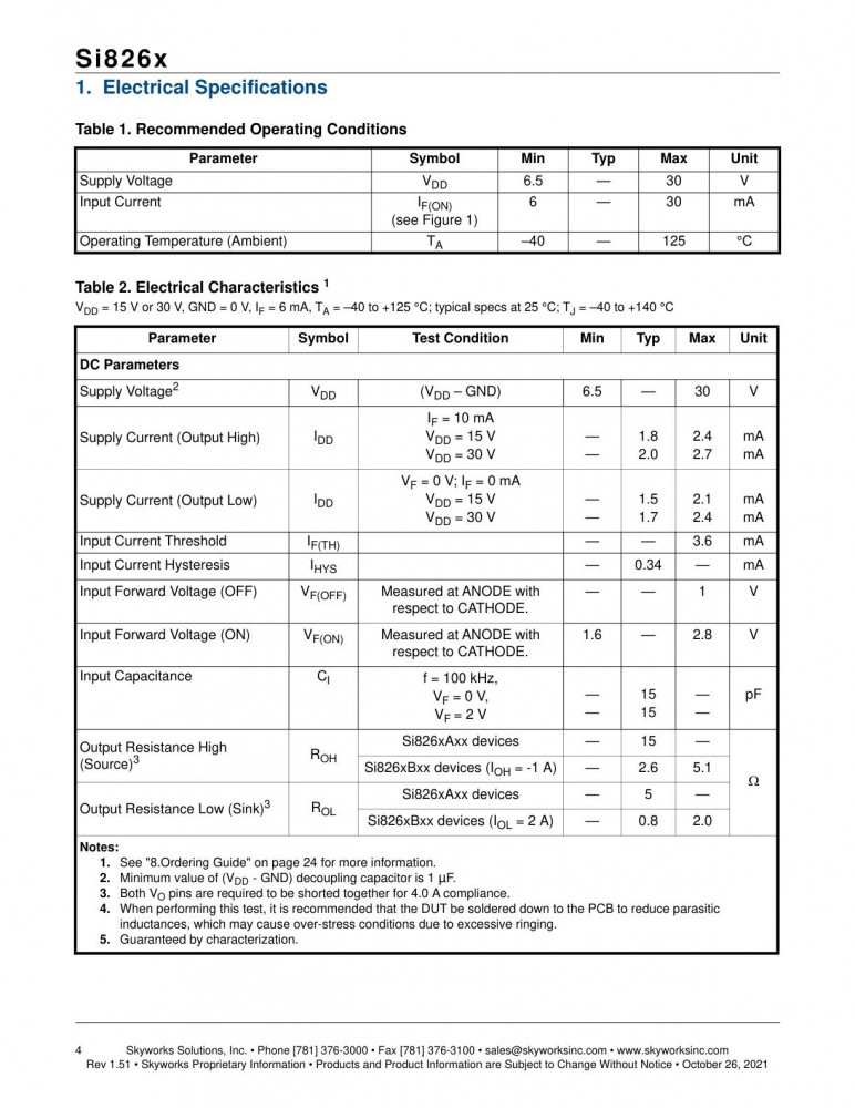 SI8261AAC-C-IPR technical document page 4