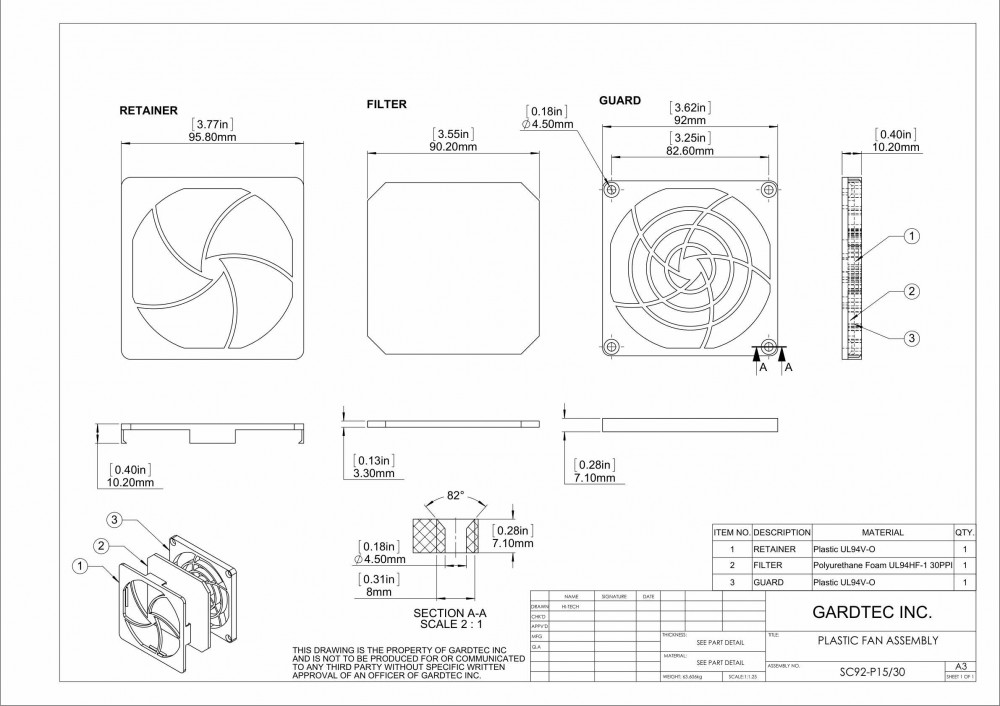 SC92-P15/30 plastic fan assembly drawing