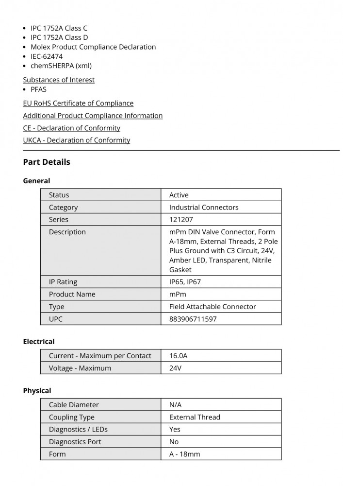DIN valve connector specification, document page 2