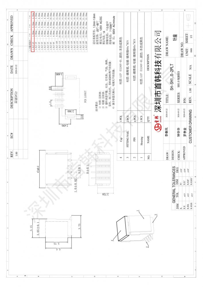 SH-SH1.0-2PLT specification page 1