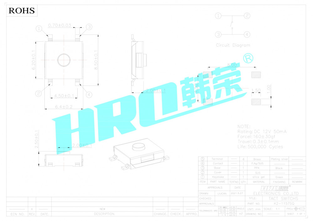 K2-1157SQ official technical drawing