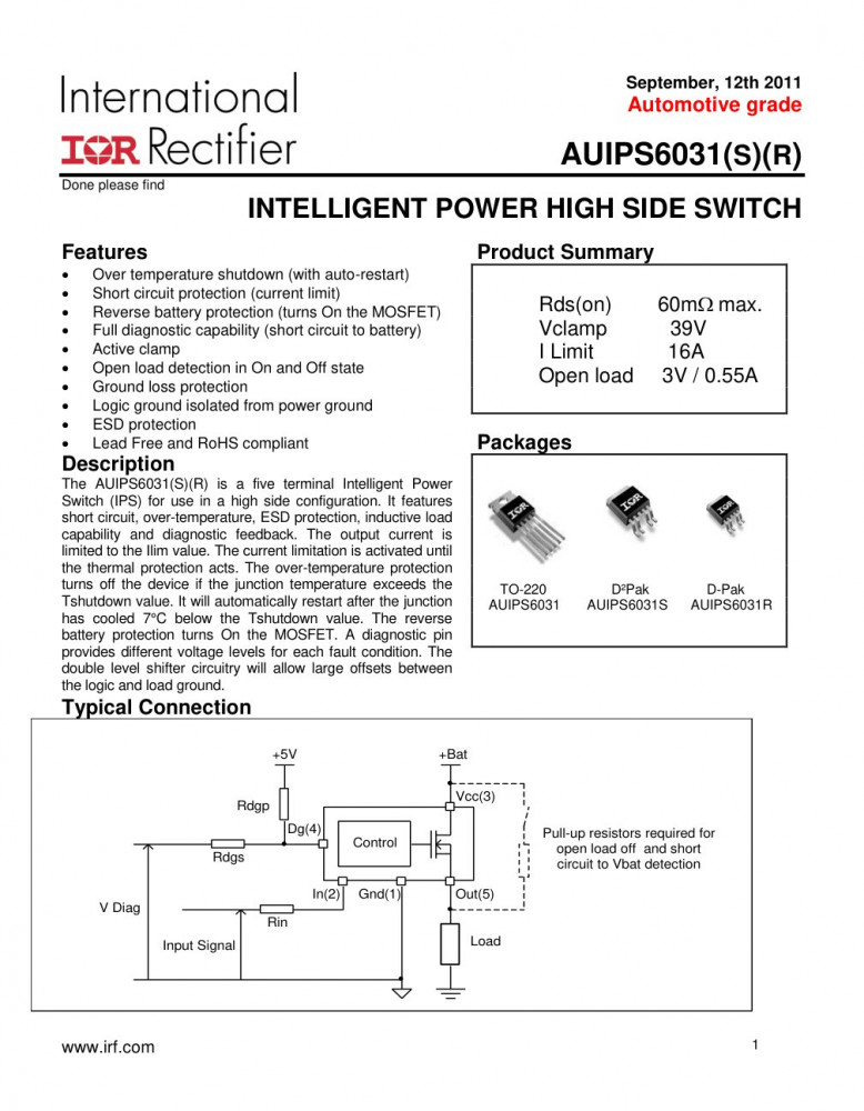 AUIPS6031R datasheet page 1