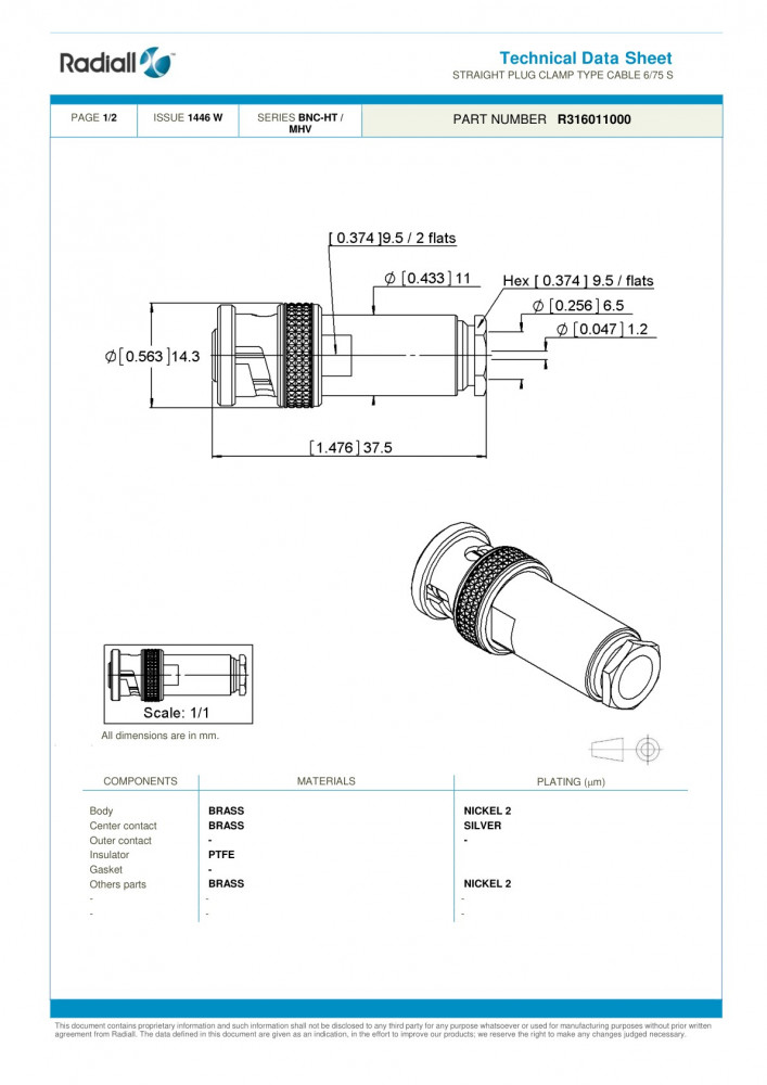 Radiall R316011000 datasheet, page 1