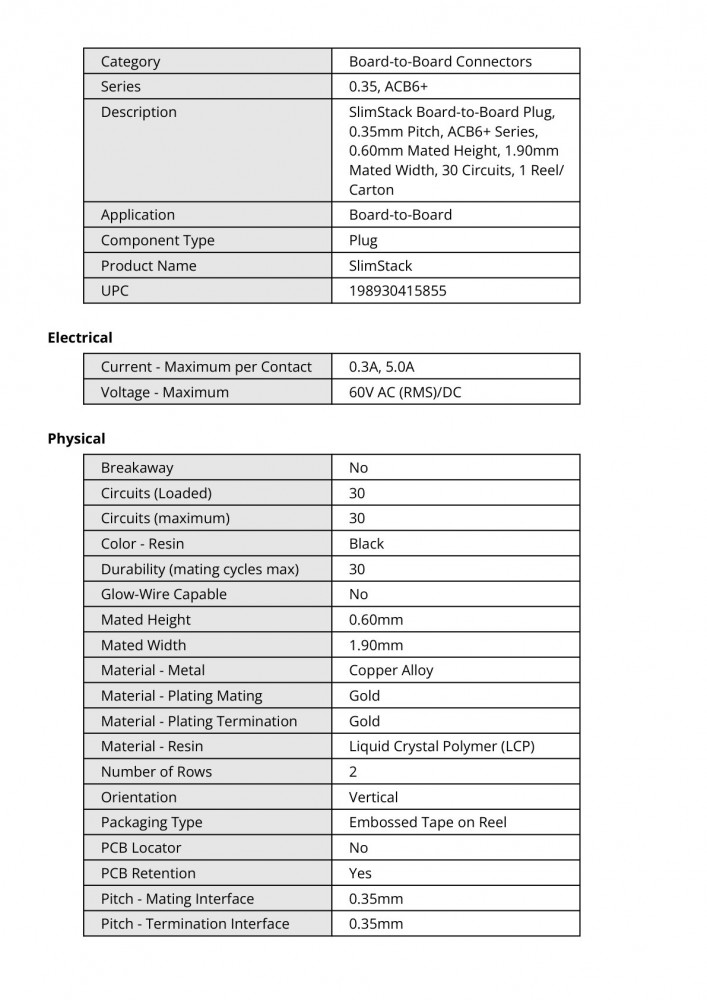 Technical document image 2 for Molex 2167010308