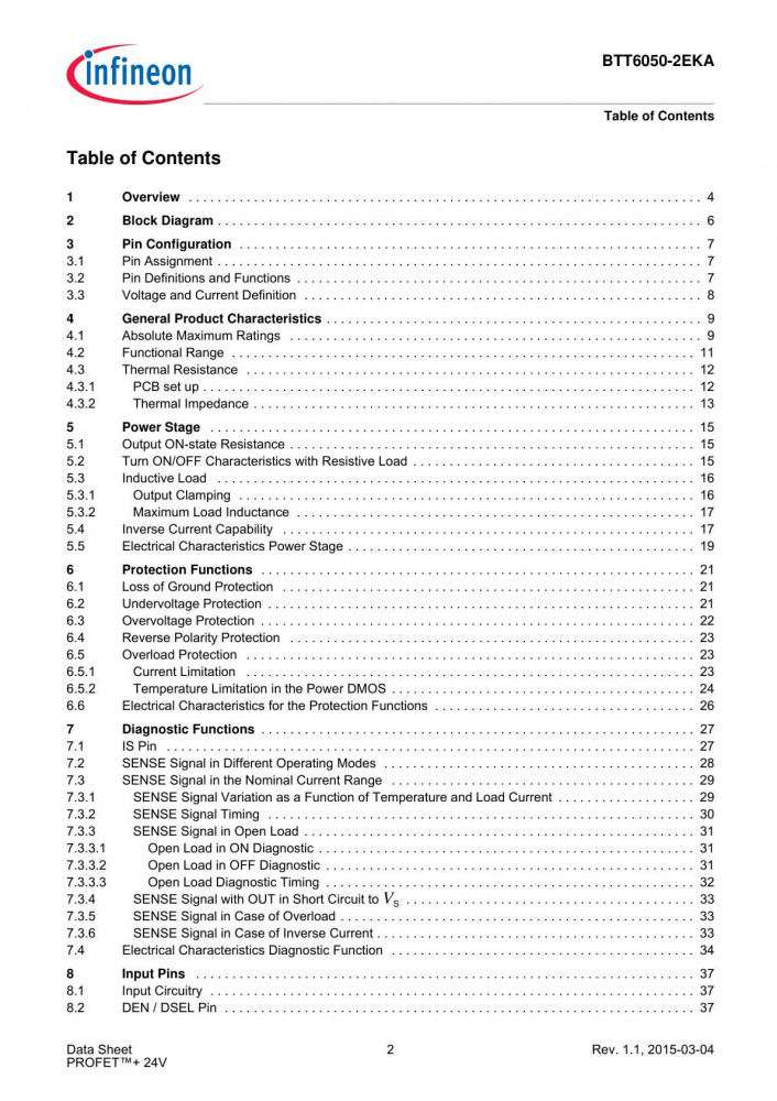 BTT6050-2EKA datasheet page 2