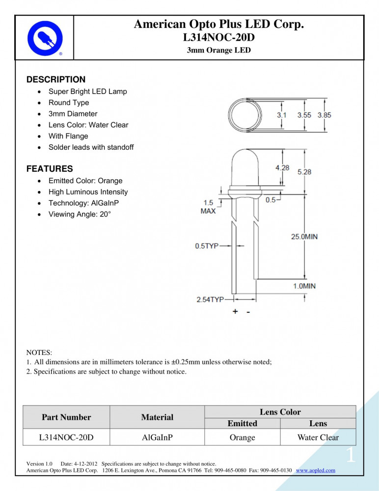 L314NOC-20D datasheet page 1