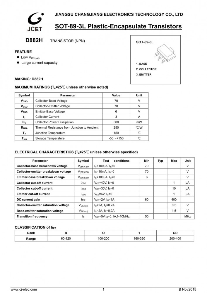 D882H datasheet page 1