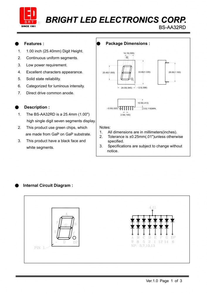 BS-AA32RD datasheet page 1