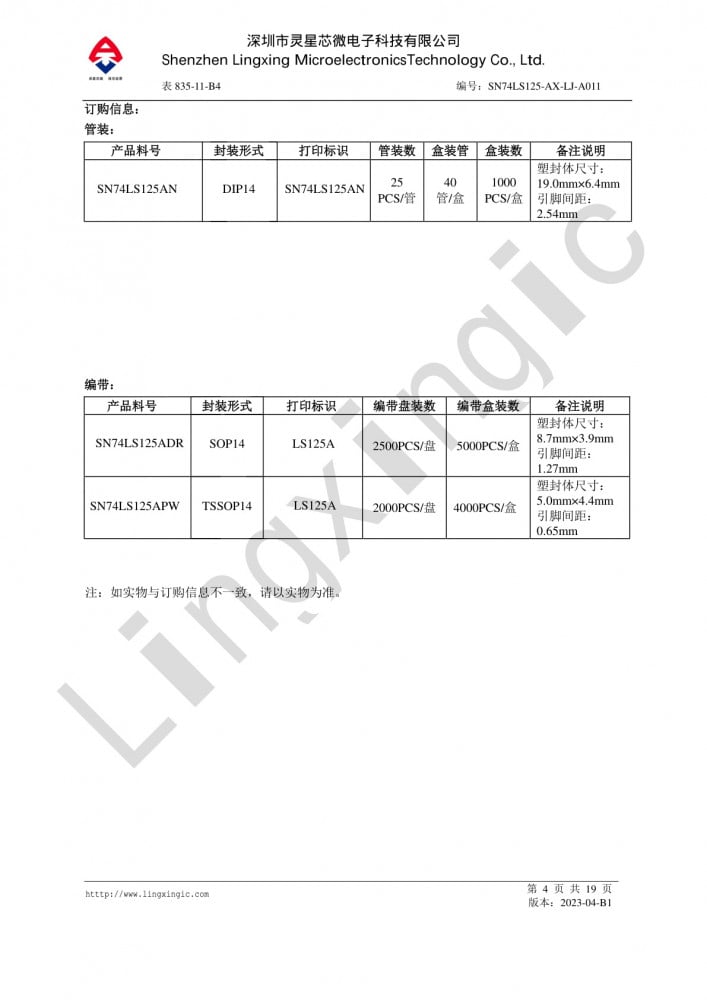 SN74LS125 datasheet page 4