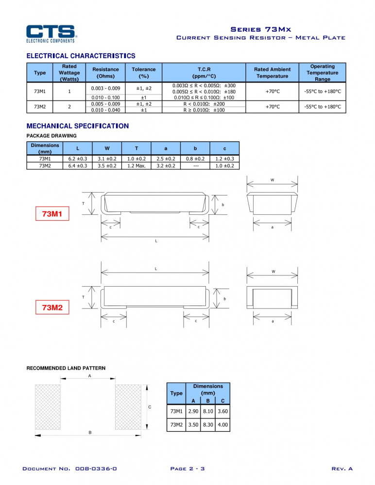 CTS 73M1R040F datasheet page 2