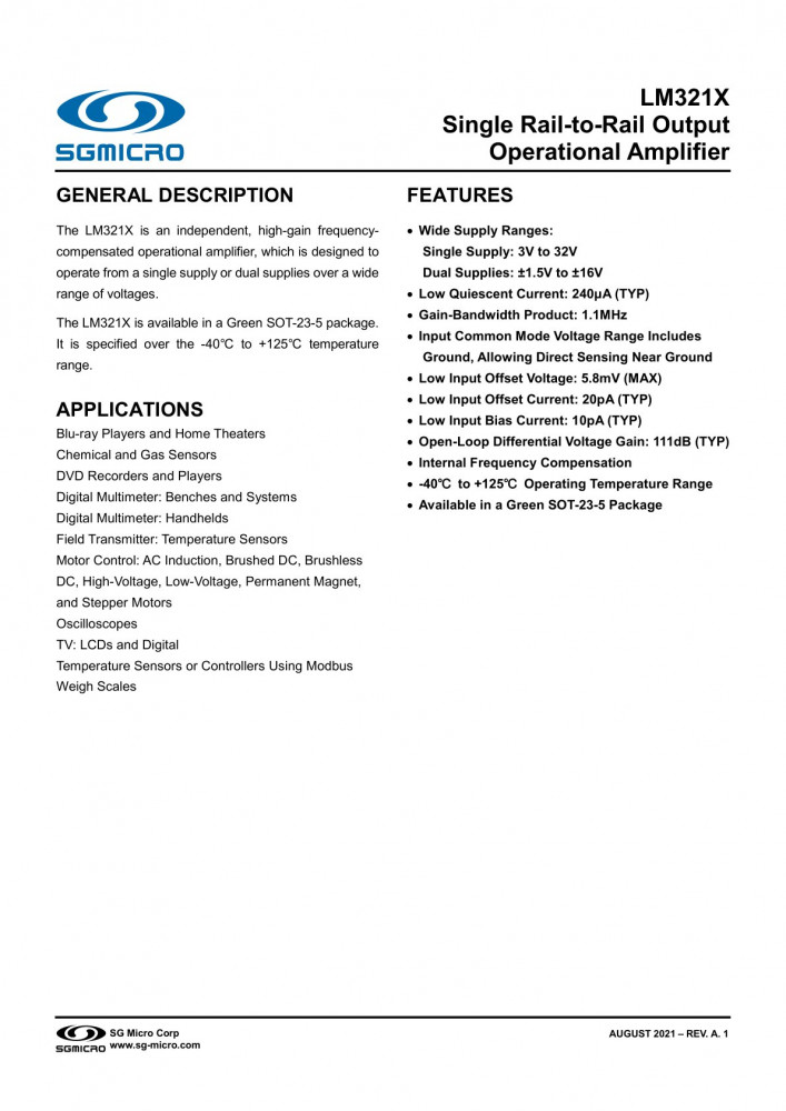 LM321X datasheet page 1