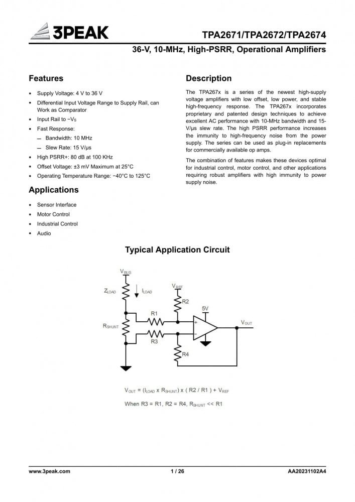 TPA2671 datasheet page 1