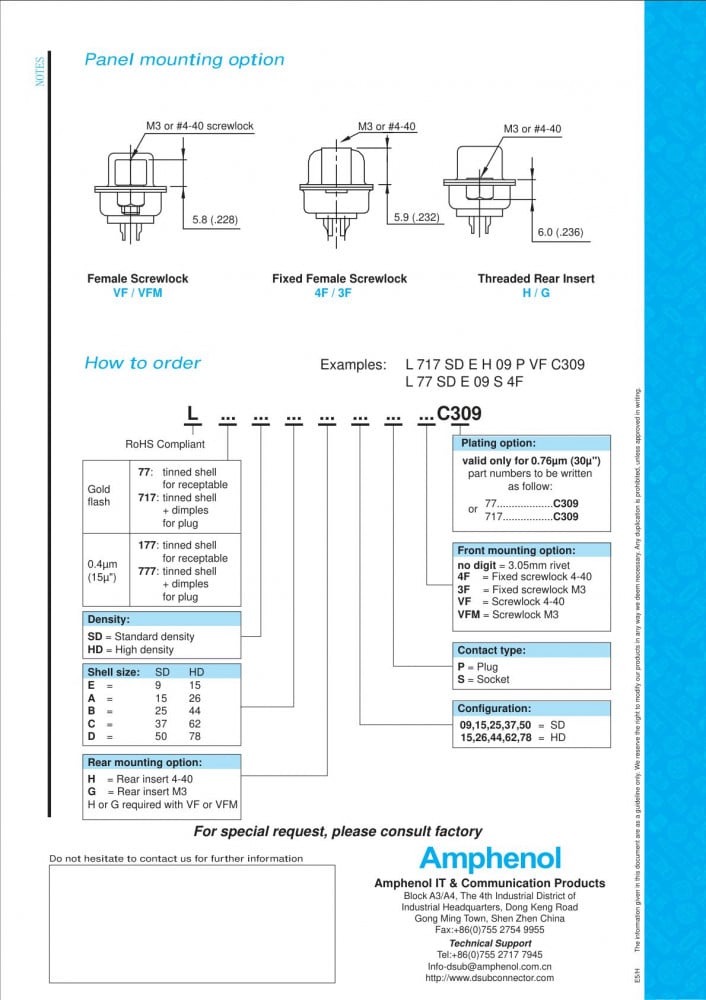 Amphenol L77HDA26S technical document page 4