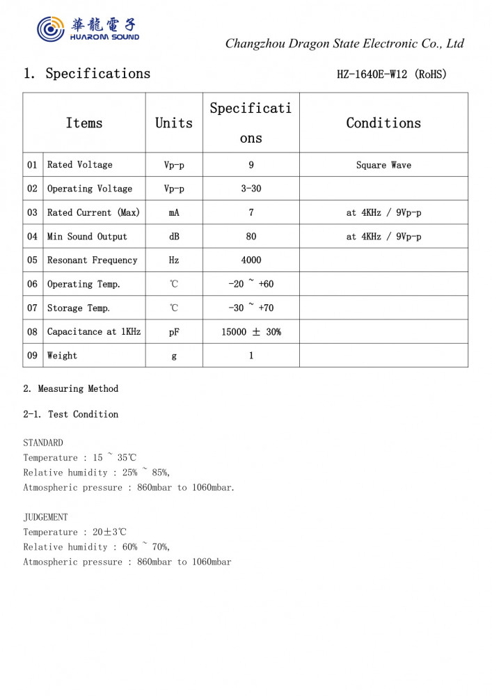 HZ-1640E-W12 specification page 2
