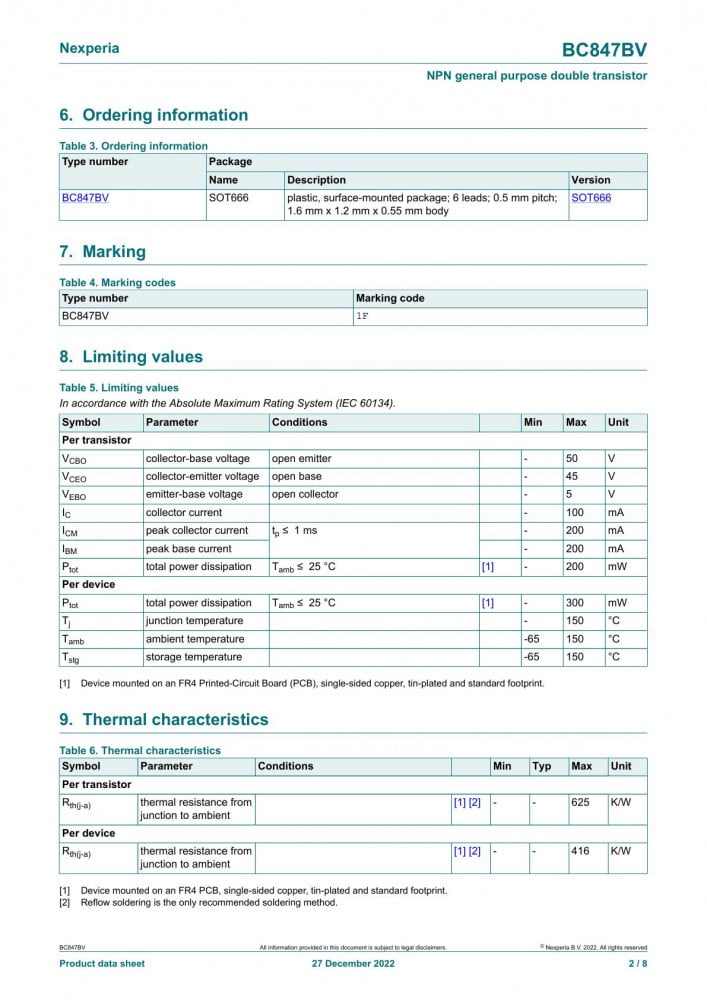 BC847BV datasheet page 2