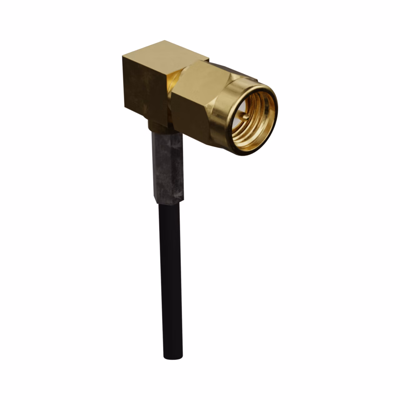 SMA Plug, Right-Angle, Crimp, RG-174, RG-188 and RG-316 Cable, Brass Body, Gold (Au) Plated, No Shrink Tube, One Piece Per Bag, 50 Ohms for sale