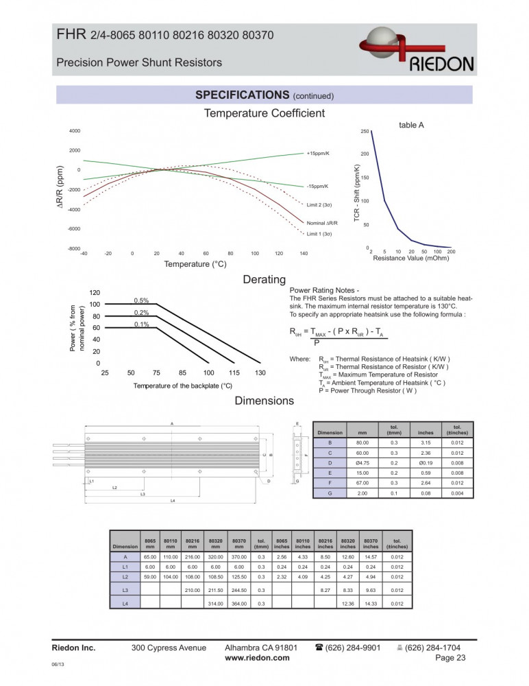 Riedon 8065 technical document page 2