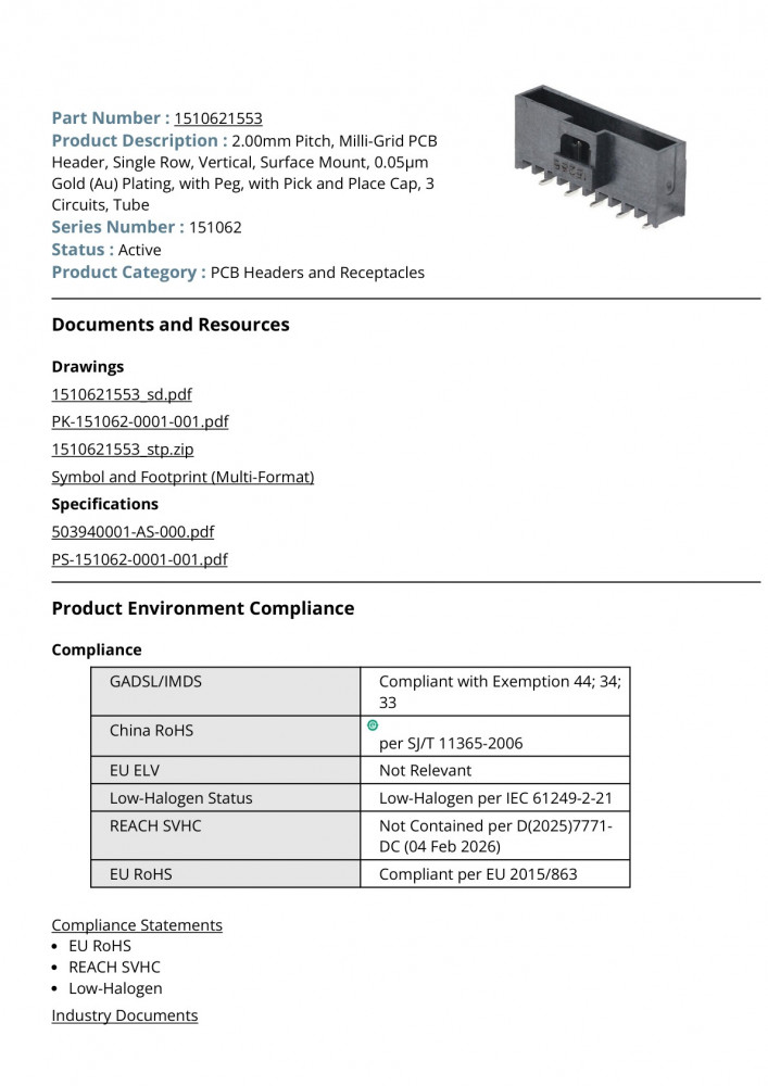 Molex Milli-Grid specification document page 1