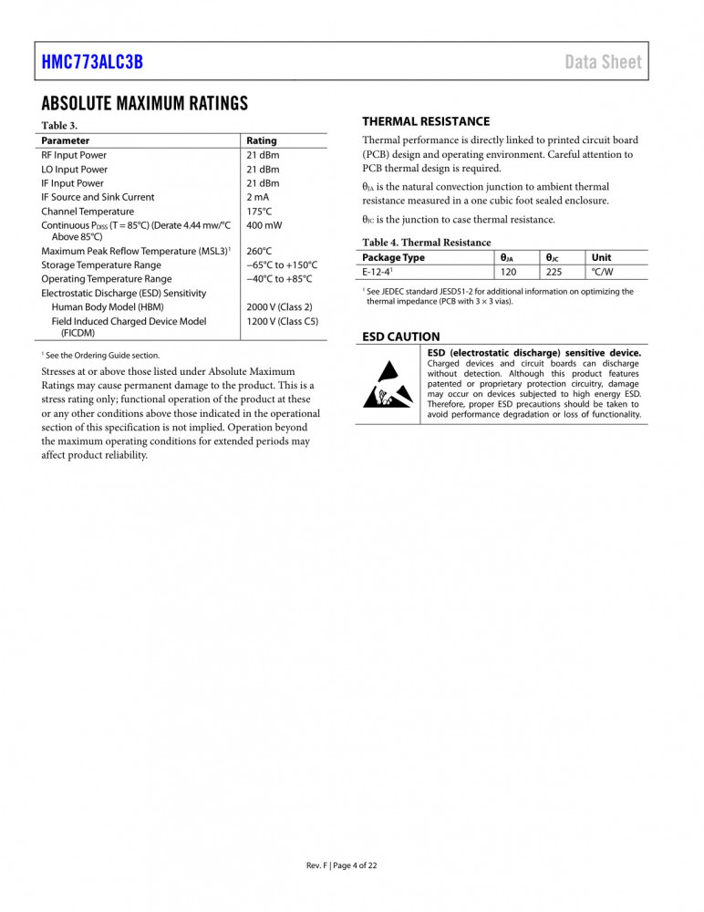 HMC773ALC3B datasheet page 4