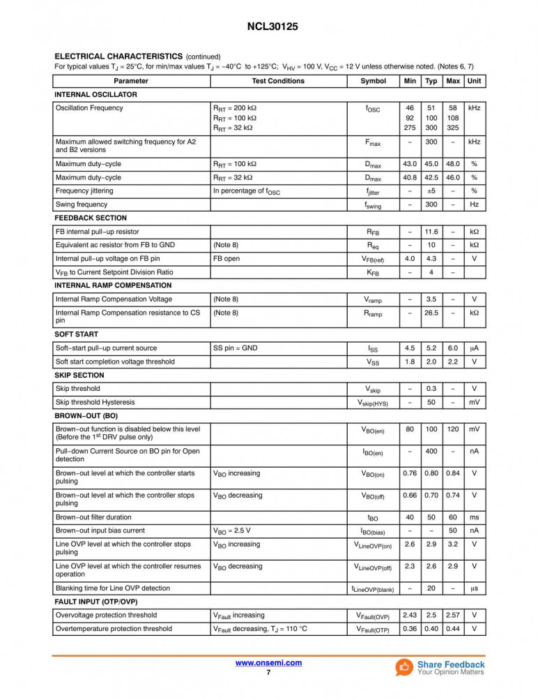 NCL30125 datasheet page image 7