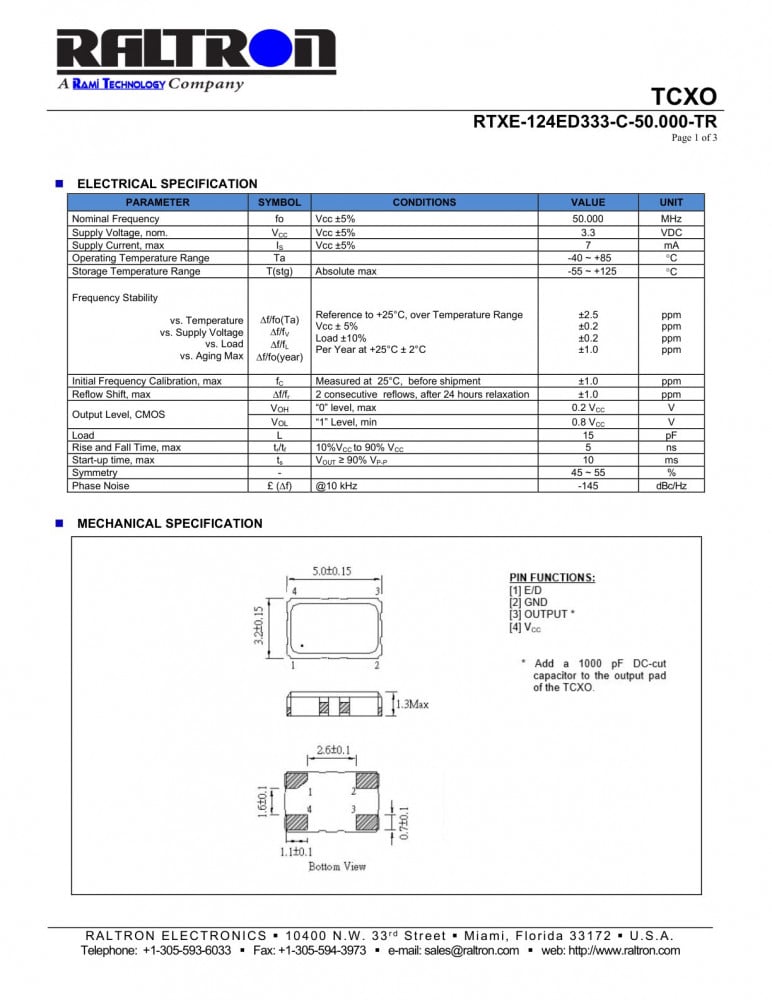 RTXE-124ED333-C-50.000-TR datasheet page 1