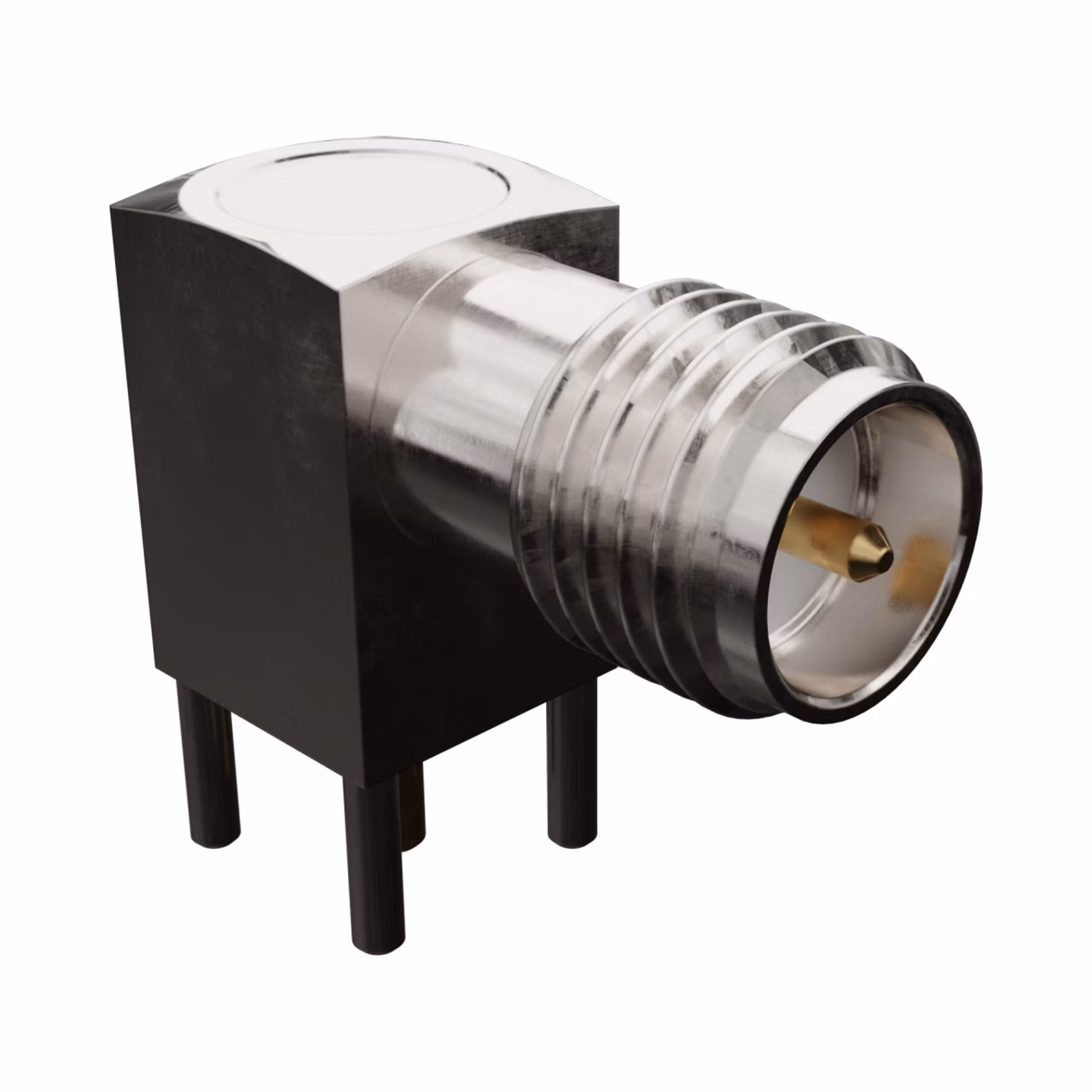SMA Jack, Reverse Polarity, Right-Angle, PCB Receptacle, Die Cast Body, Nickel (Ni) Plated, 50 Ohms for sale