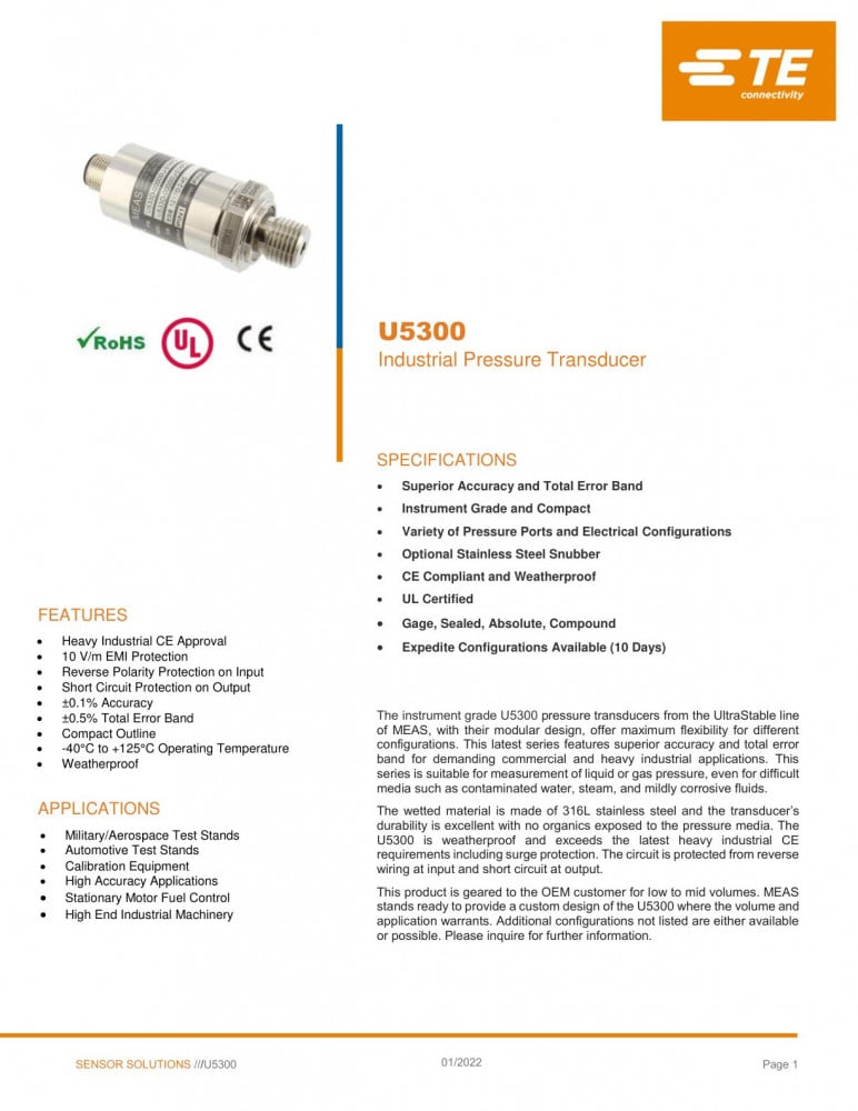 U5354 technical document page 1