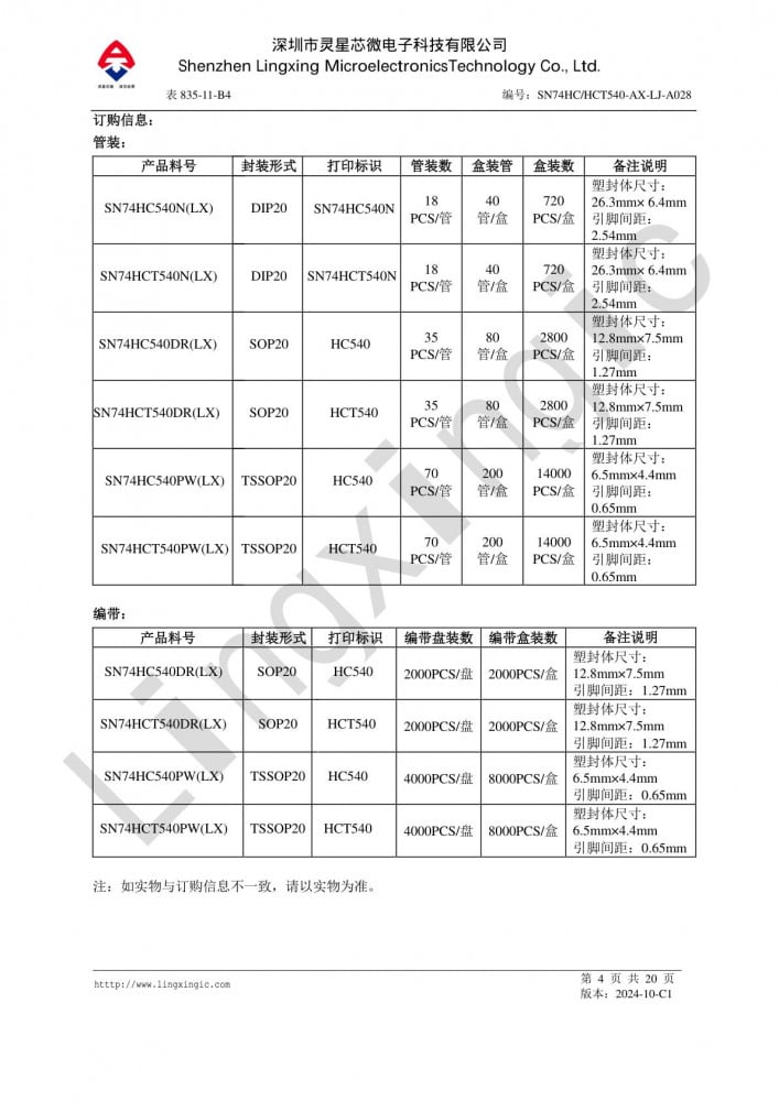 SN74HC540N(LX) datasheet page 4