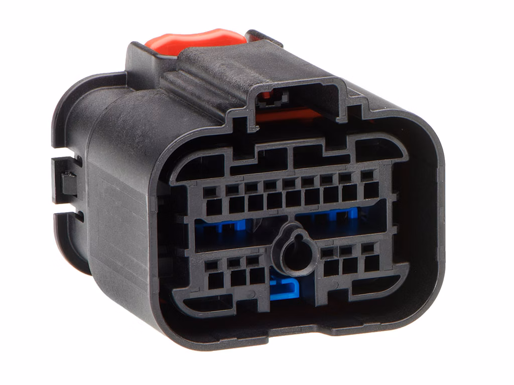 MX-DaSH Mat-Sealed Female Connector Assembly, Dual Row, 15+1 Circuits, Keying Option A, with CPA, Black for sale