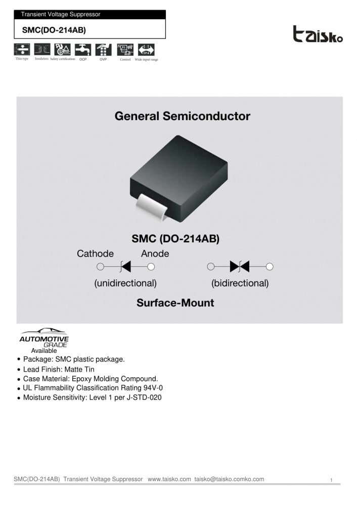 OTW SMCJ series datasheet page 1