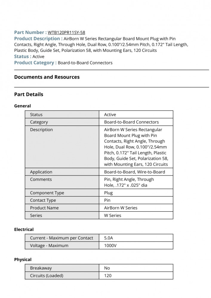 WTB120PR11SY-58 technical document image 1