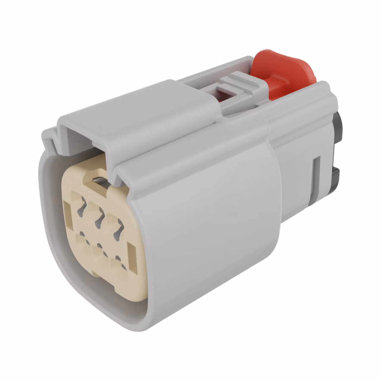 MX150 Mat-Sealed Female Connector Assembly, Dual Row, 6 Circuits, Keying Option D, with Connector Position Assurance, Stone Gray for sale
