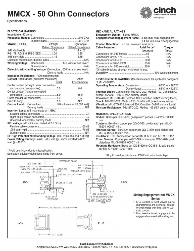Bel Fuse 135-3801-811 MMCX plug dummy load document page 2