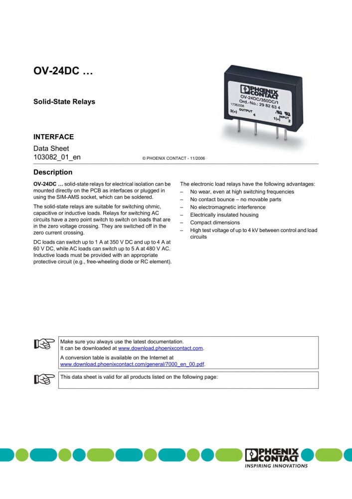 Phoenix Contact OV-24DC documentation page 1