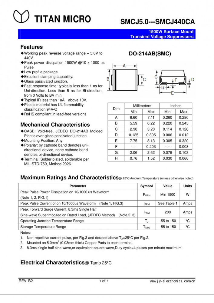 SMCJ5.0CAX datasheet page 1