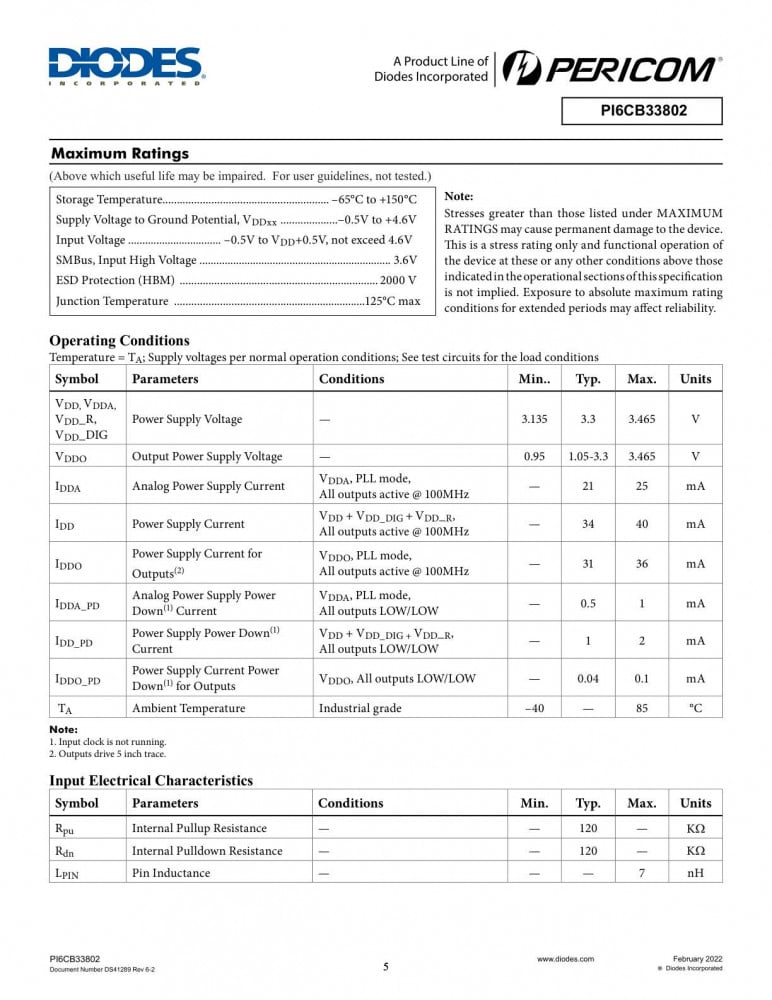 PI6CB33802 datasheet page 5