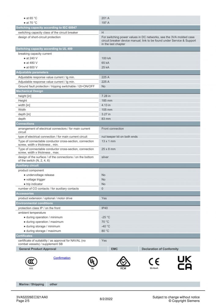 3VA5222-6EC32-1AA0 technical document page 2