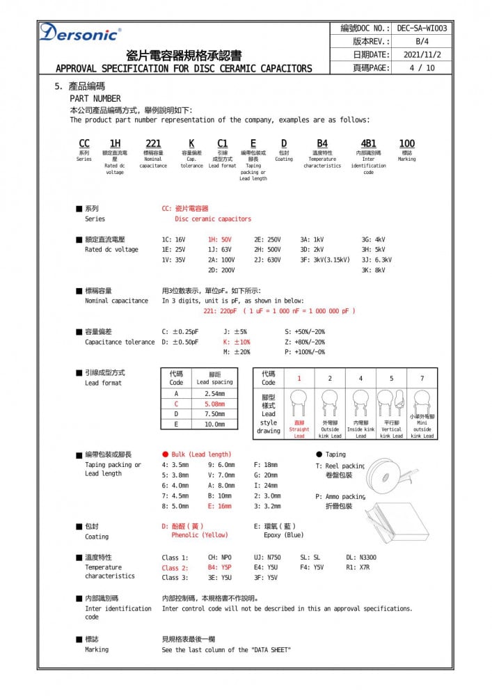 Dersonic approval specification page 5