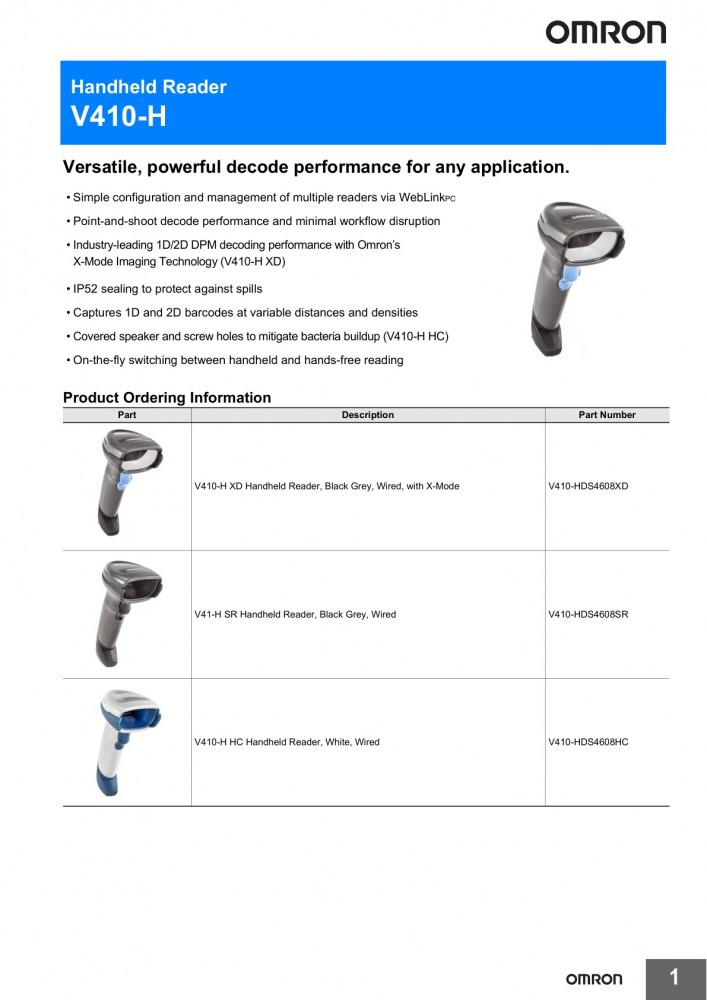 V410-H product documentation page 1