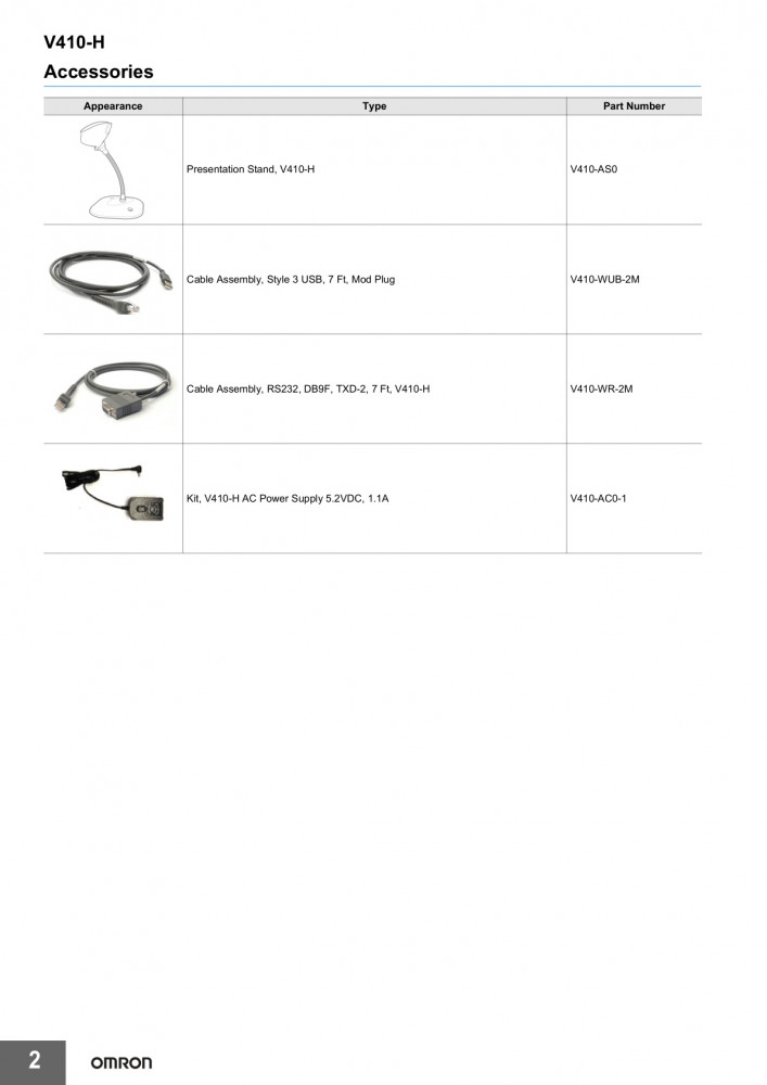 V410-H product documentation page 2