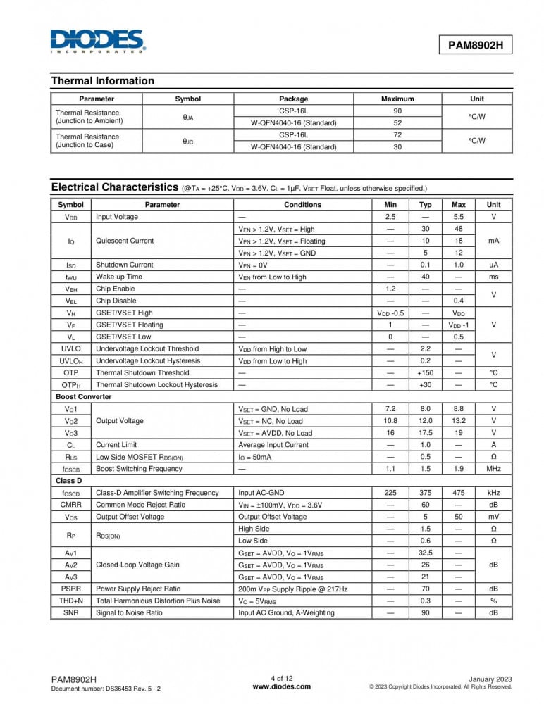 PAM8902H datasheet page 4