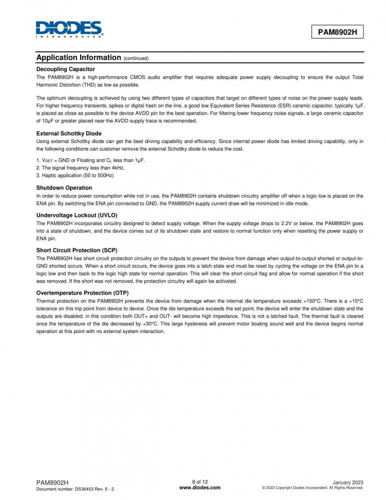 PAM8902H datasheet page 8