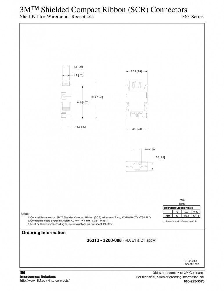 3M 36310-3200-008 technical document page 2