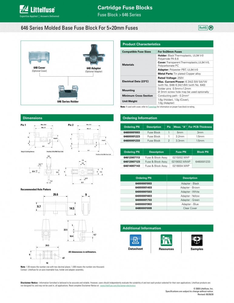 Littelfuse 646 Series fuse block technical document