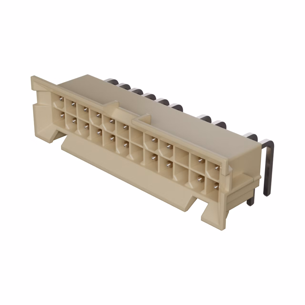 Mini-Fit BMI Header, 4.20mm Pitch, Dual Row, Right-Angle, 24 Circuits, Circuits 3, 6, 15, and 18 Voided, Nylon 6/6 UL 94V-2, with Long Pins, Matte Tin (Sn) Plating for sale