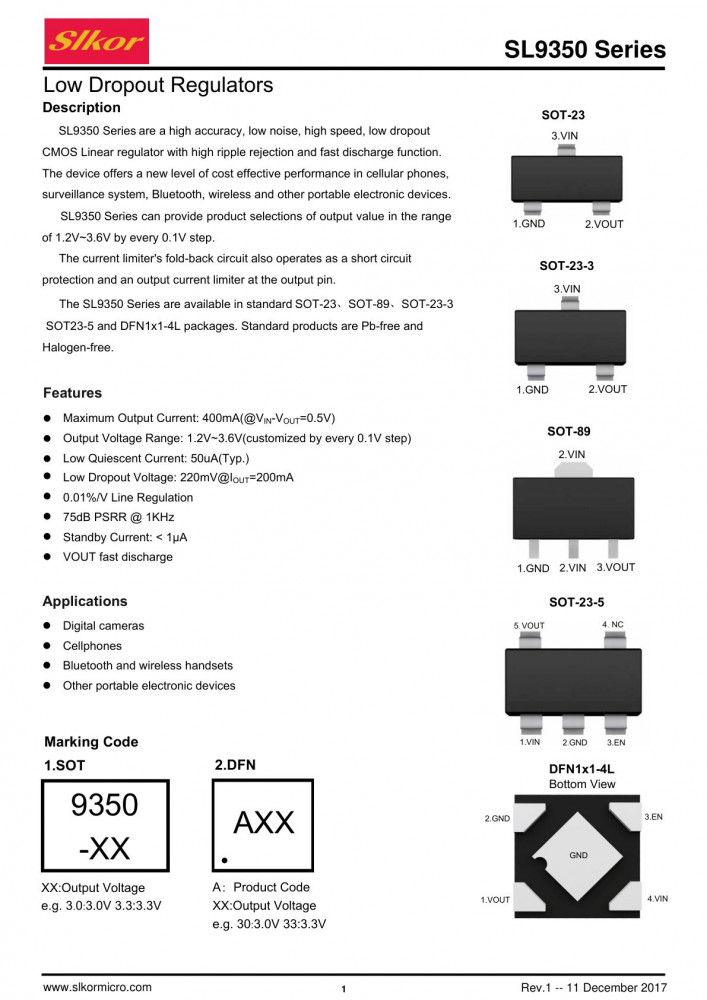 SL9350 datasheet page 1