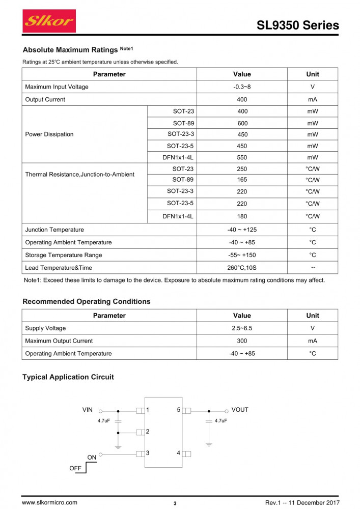 SL9350 datasheet page 3