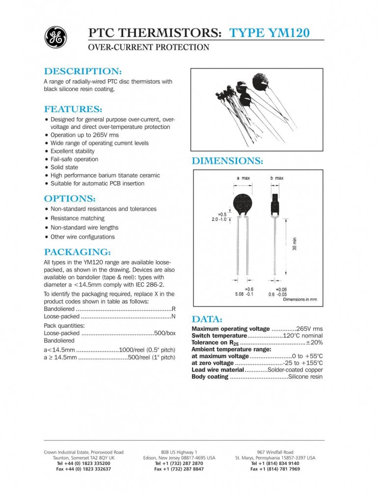 YM120 series technical document page 1