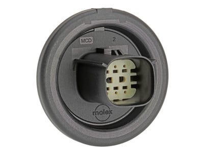 MX150 Male Connector Assembly, Bulkhead Twist-Lock, Mat-Sealed Compatible, Dual Row, 6 Circuits, Keying Option D, Stone Gray for sale