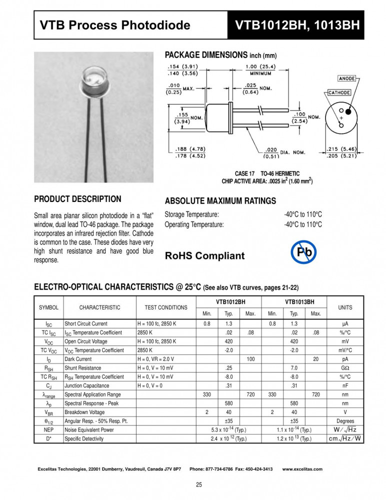 VTB1012BH product datasheet page